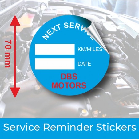 Car service reminder sticker, double sided and printed in full colour