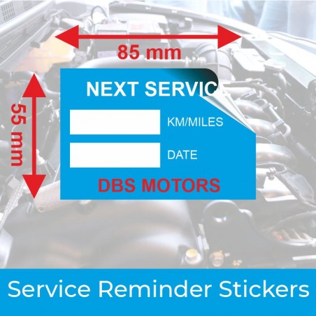 Rectangular car & truck service reminder sticker, printed in full colour